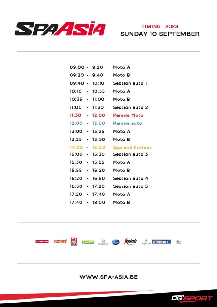 Timing en activiteiten - Spa Asia